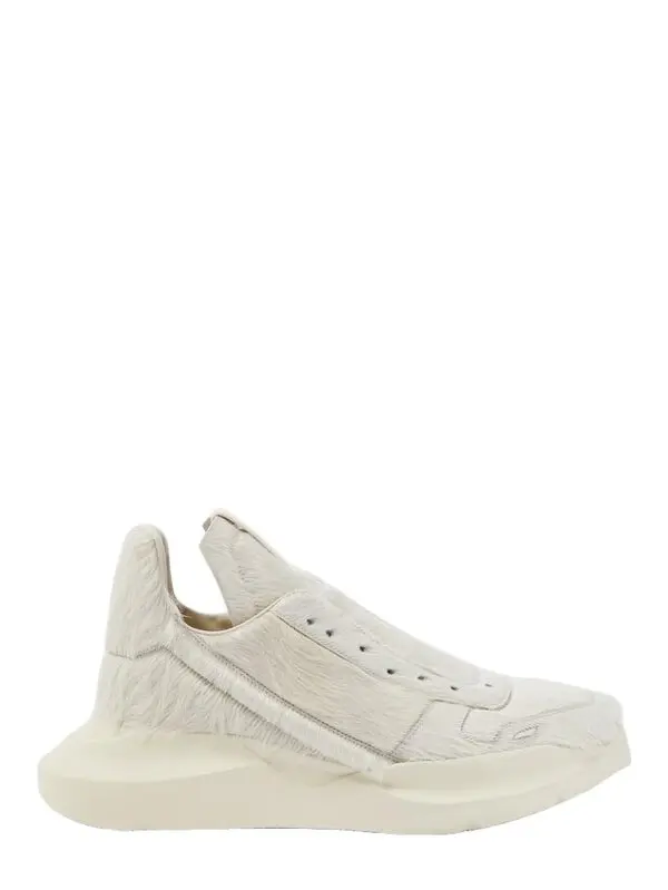 Rick Owens Calf Hair Lace-up Sneakers - White