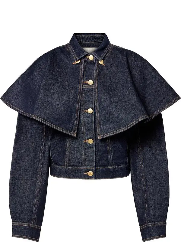 Ulla Johnson Agata Caped Denim Jacket - Blue