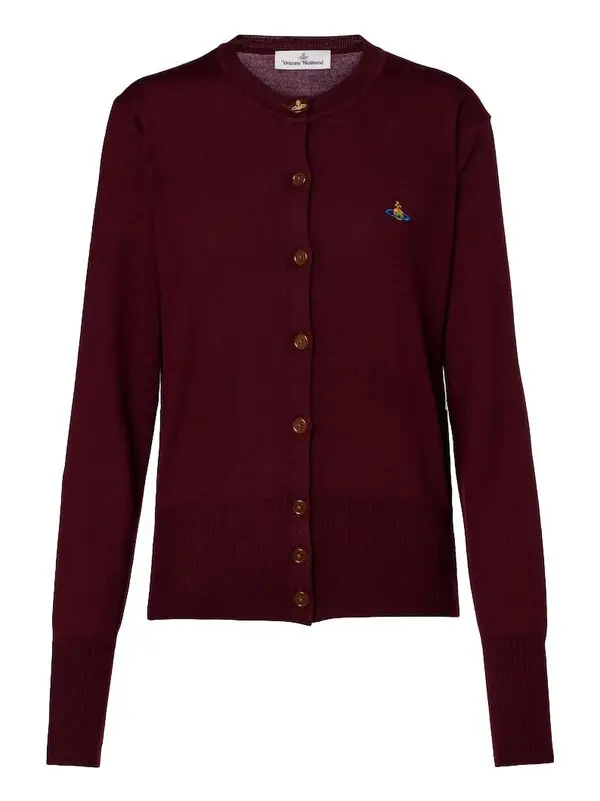 VIVIENNE WESTWOOD Bea Orb Virgin Wool Cardigan - Burgundy