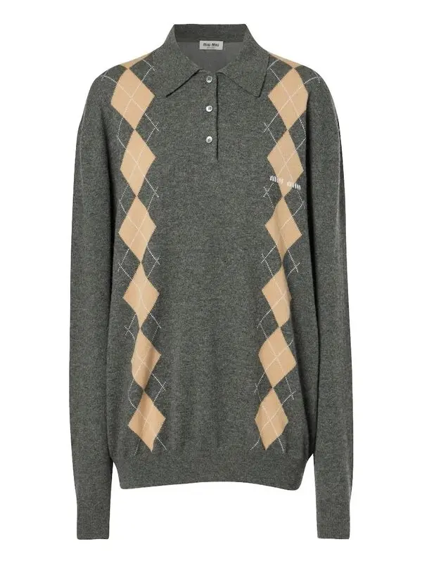 Miu Miu Argyle Cashmere Sweater - Multicoloured