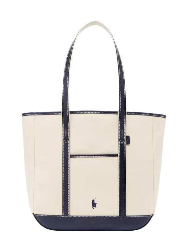 Polo Ralph Lauren Leather-trimmed Canvas Tote Bag - White