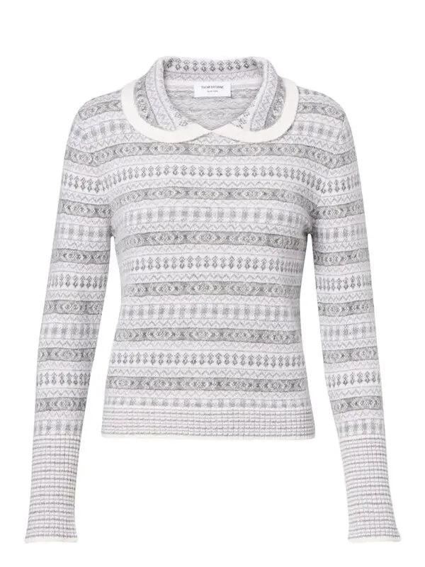 Thom Browne Fair Isle Wool-blend Jacquard Sweater - Grey