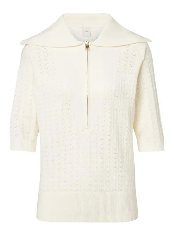 Varley Barney Open-knit Half-zip Sweater - White