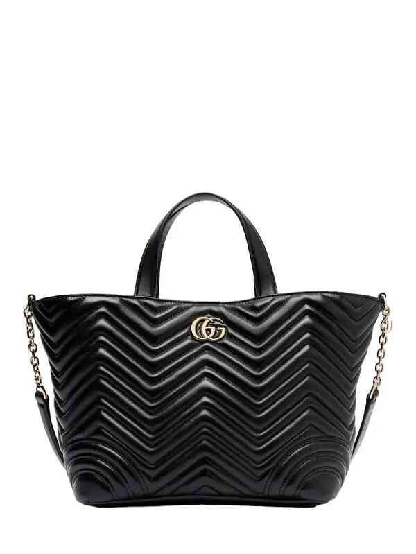 Gucci Gg Marmont Small Leather Tote Bag - Black