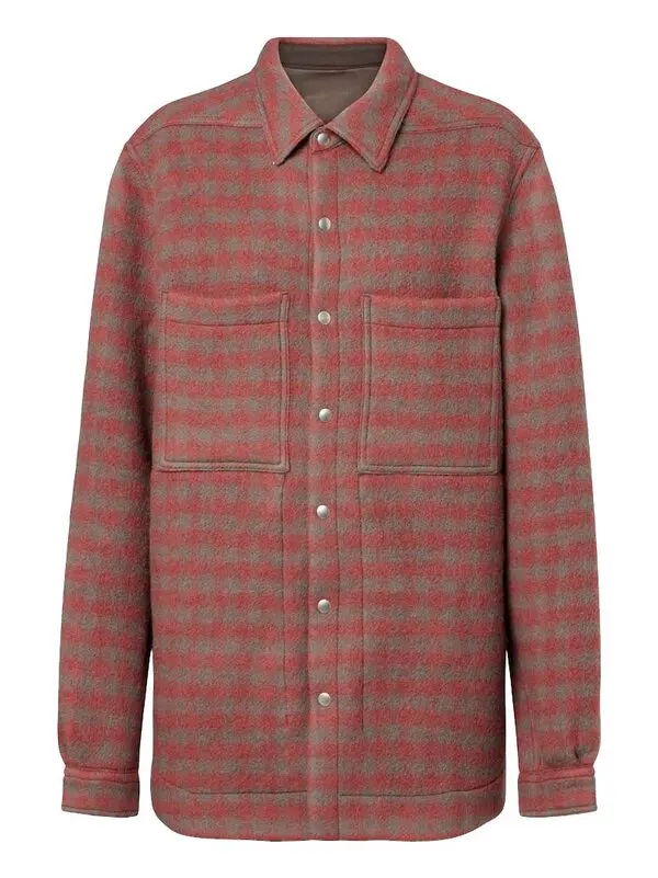 Rick Owens Checked Virgin Wool Overshirt - Red