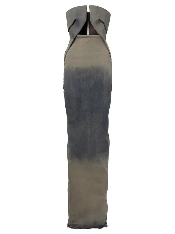 Rick Owens Cotton-blend Denim Gown - Grey