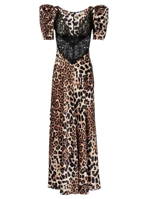 RODARTE Leopard-print Silk Satin Maxi Dress - Multicoloured