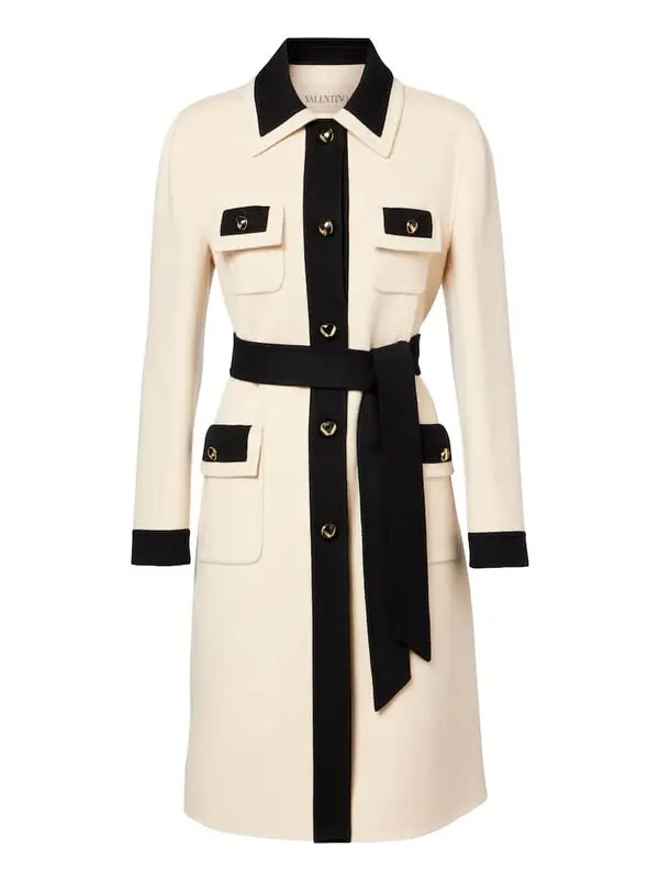 Valentino Garavani Belted Wool-cashmere Coat - White