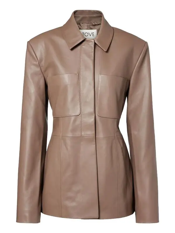 Tove Magda Leather Jacket - Beige