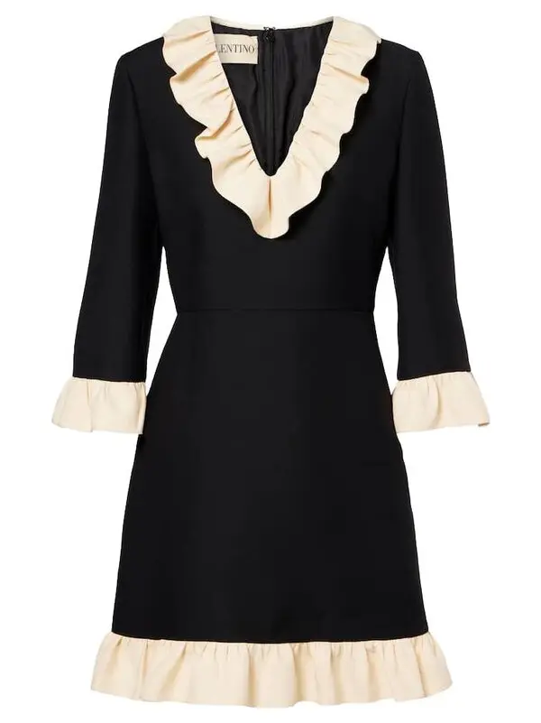 Valentino Garavani Crepe Couture Ruffled Minidress - Black