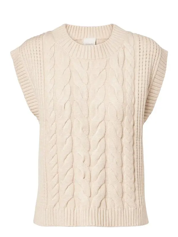 Varley Pixie Cable-knit Sweater Vest - Beige