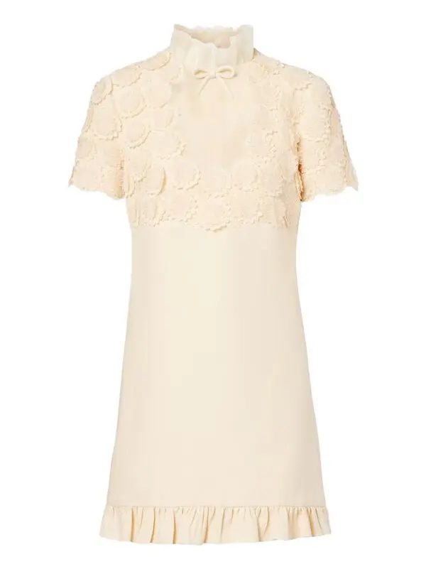 Valentino Garavani Crepe Couture Embroidered Minidress - Beige