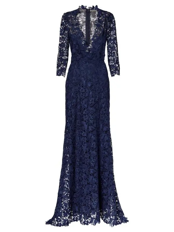 Monique Lhuillier Lace Gown - Blue