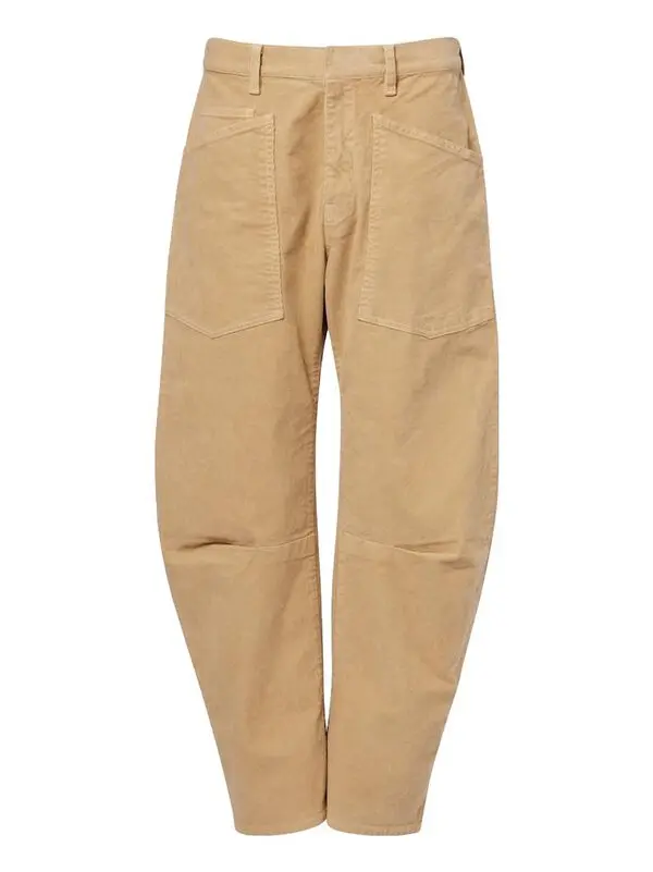 NILI LOTAN Shon Corduroy Barrel-leg Pants - Beige