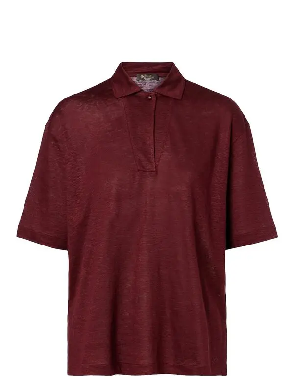 Loro Piana Gargano Linen Polo Shirt - Burgundy