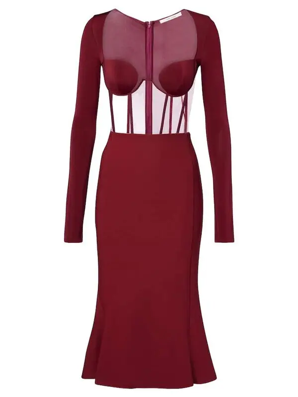 NENSI DOJAKA Paneled Corset Dress - Burgundy