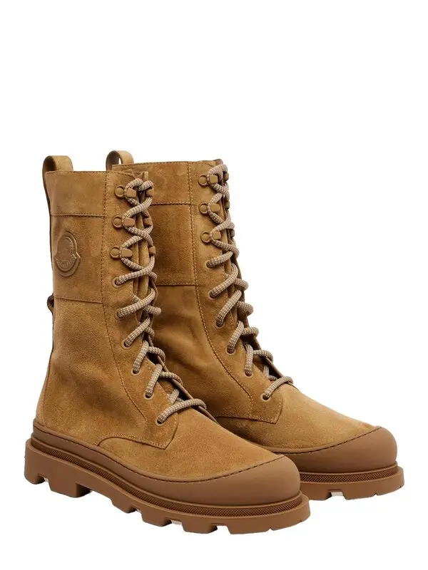 Moncler Vera Suede Combat Boots - Brown