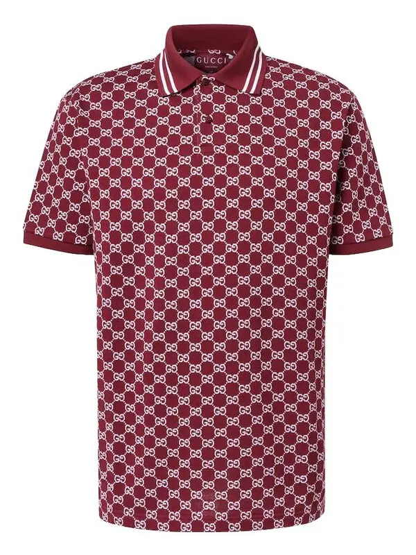Gucci Gg Cotton Piqué Jacquard Polo Shirt - Burgundy