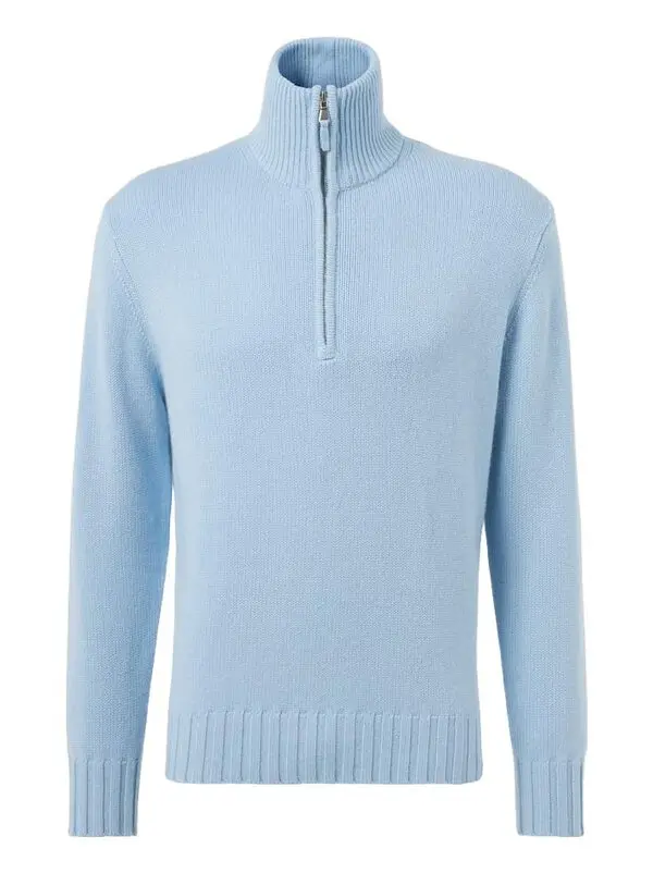 ALLUDE Cashmere Half-zip Sweater - Blue