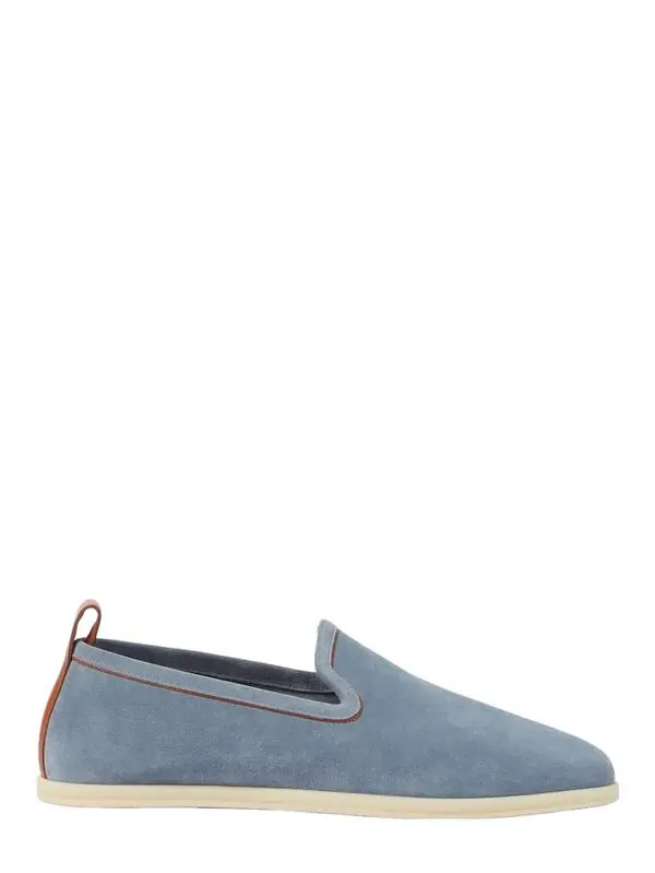Loro Piana Venice Walk Suede Loafers - Blue