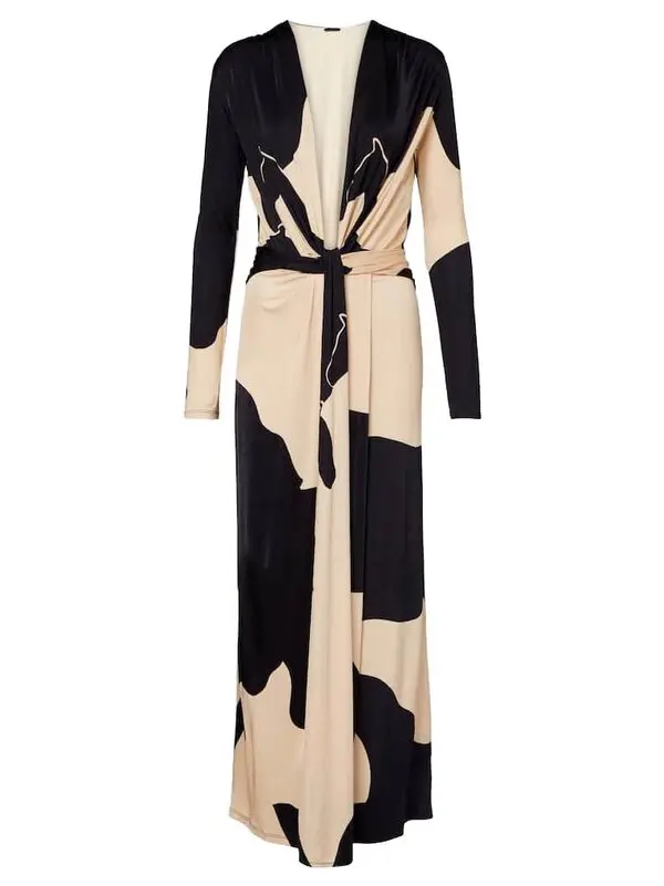Johanna Ortiz Knotted Printed Maxi Dress - Beige