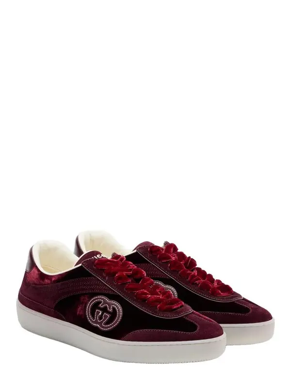Gucci G75 Velvet And Suede Sneakers - Burgundy