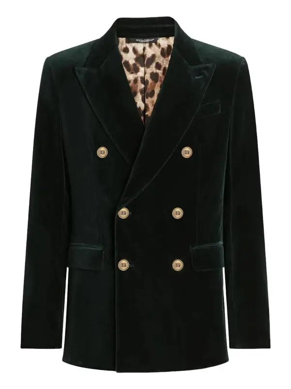 Dolce & Gabbana Double-breasted Sicily Cotton Velvet Jacket - Green
