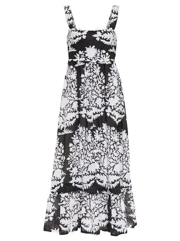 JULIET DUNN Printed Cotton Voile Midi Dress - Multicoloured