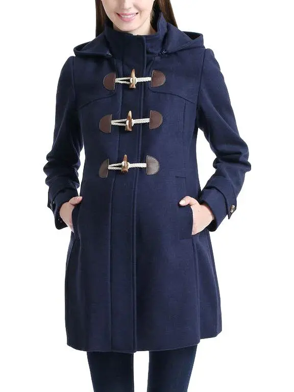 KIMI + KAI Maternity Duffle Wool Coat - Navy
