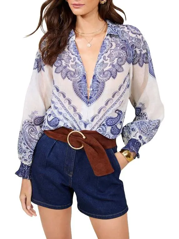LIPSY Printed Button-up Shirt - Cream