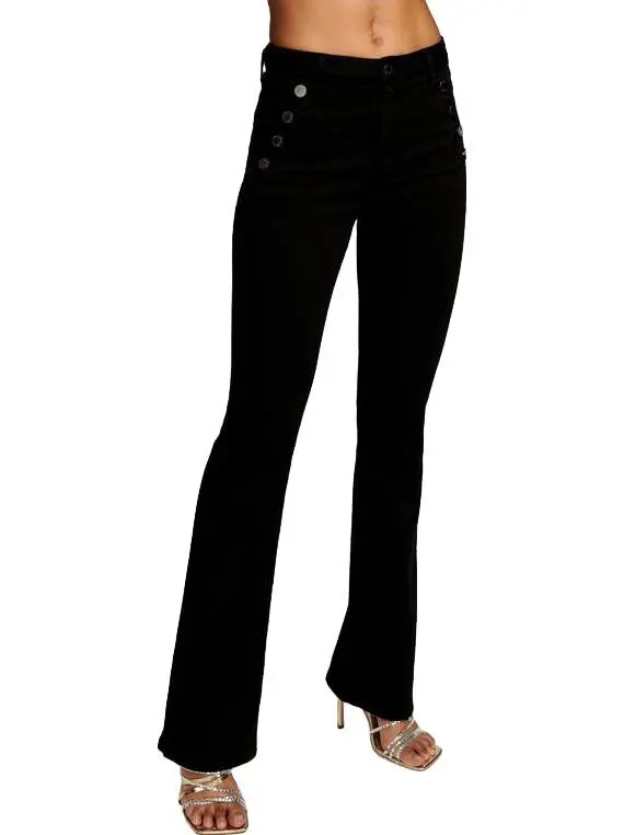 Ramy Brook Helena Button Flare Jeans - Black