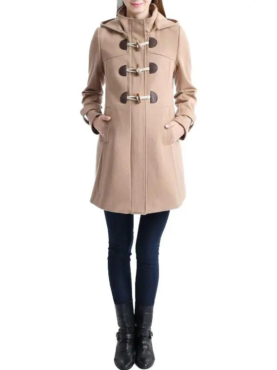 KIMI + KAI Paisley Wool Blend Maternity Duffle Coat - Camel