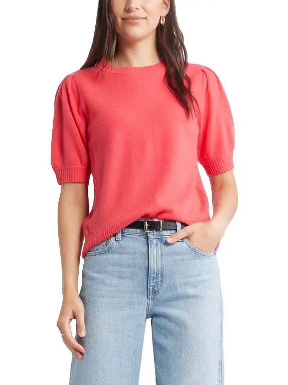 Caslon Puff Sleeve Wool & Cashmere Sweater - Pink Watermelon