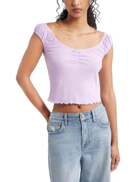 Bp. Pointelle Cap-sleeve Top - Purple Feminine