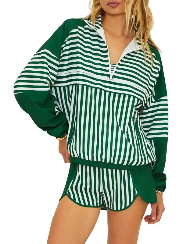 Beach Riot Vespera Half-zip Jacket - La Palma Stripe
