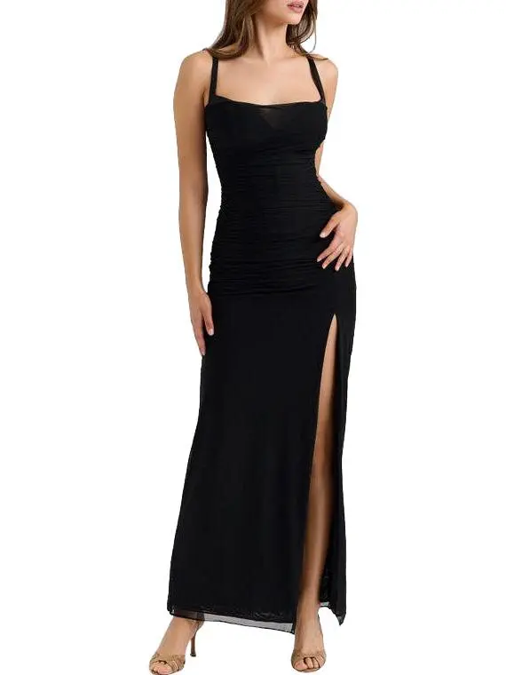House Of Cb Lini Mesh Gown - Black