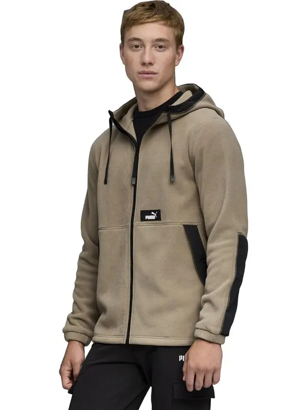 PUMA Polar Fleece Hooded Insulated Jacket - Brown