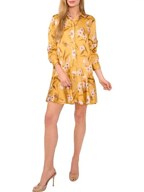 Ted Baker London Floral Long Sleeve Shirtdress - Fresh Apricot