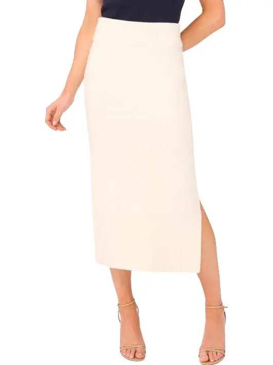 Ted Baker London Ribbed Knit Side Slit Skirt - Warm White