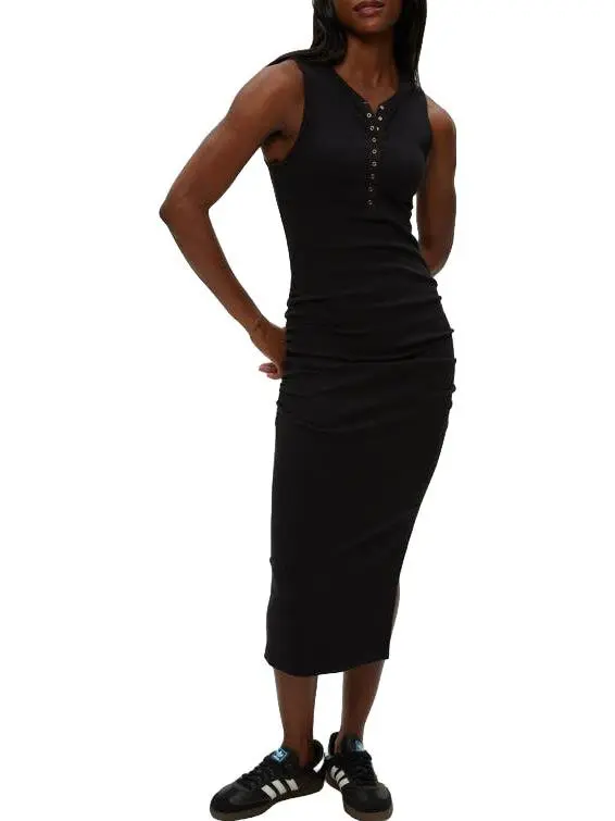 Michael Stars Samira Sleeveless Henley Midi Dress - Black