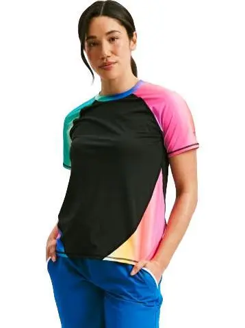 TOMBOYX Short Sleeve Rashguard Top - Melting Rainbow