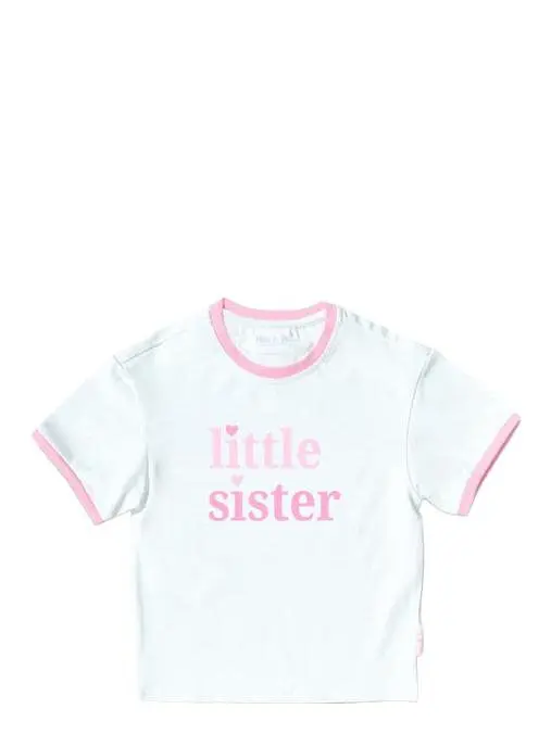 BITS & BOWS Little Sister T-shirt - White/pink