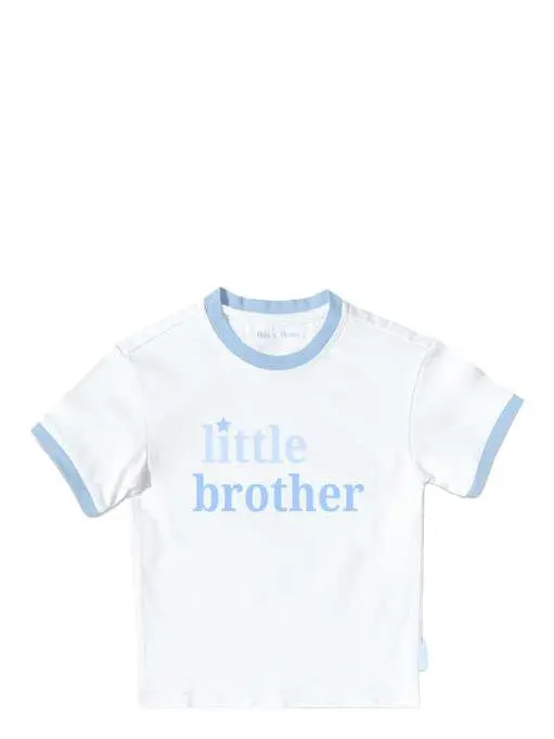 BITS & BOWS Little Brother T-shirt - White/blue