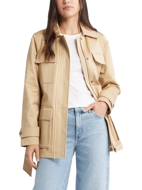 Caslon Utility Cotton Trench Coat - Tan Shore