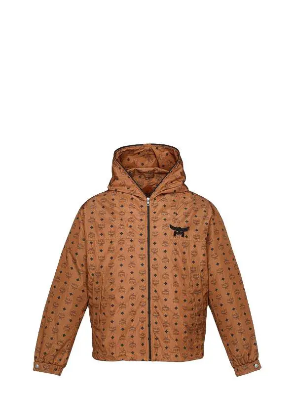 Mcm Monogram Print Windbreaker In Econyl - Brown