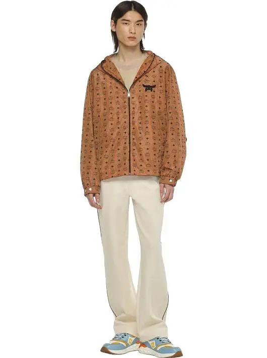 Mcm Monogram Print Windbreaker In Econyl - Brown