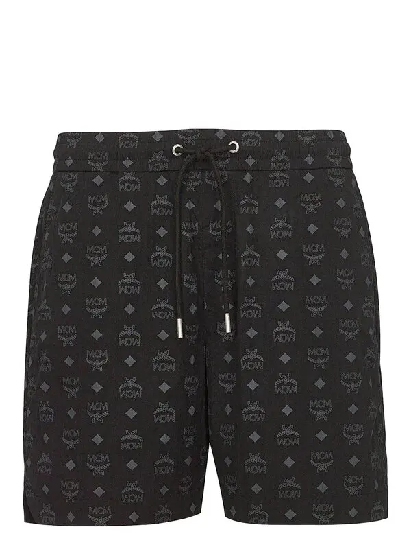 Mcm Monogram Print Econyl Shorts - Black