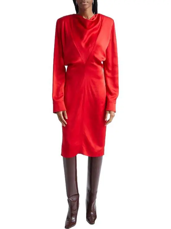 Stella McCartney Long Sleeve Satin Dress - Lipstick Red