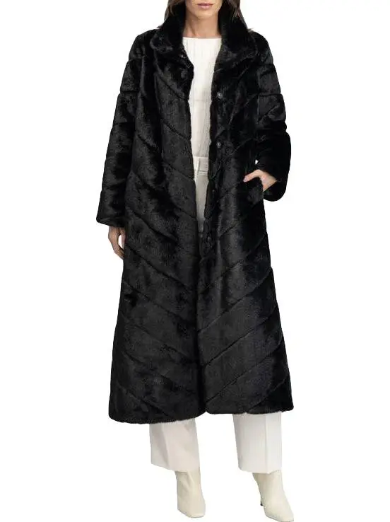LYLA GRANT Fur-free Mink Long Coat - Brown