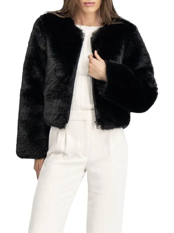 LYLA GRANT Fur-free Fox Bolero - Black